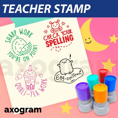 Teacher stamps for English language subject use in the classroom - axogram